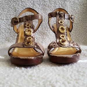 Coach | Shoes | Coach Lalo Python Print Leather Sandals Size 7 | Poshmark